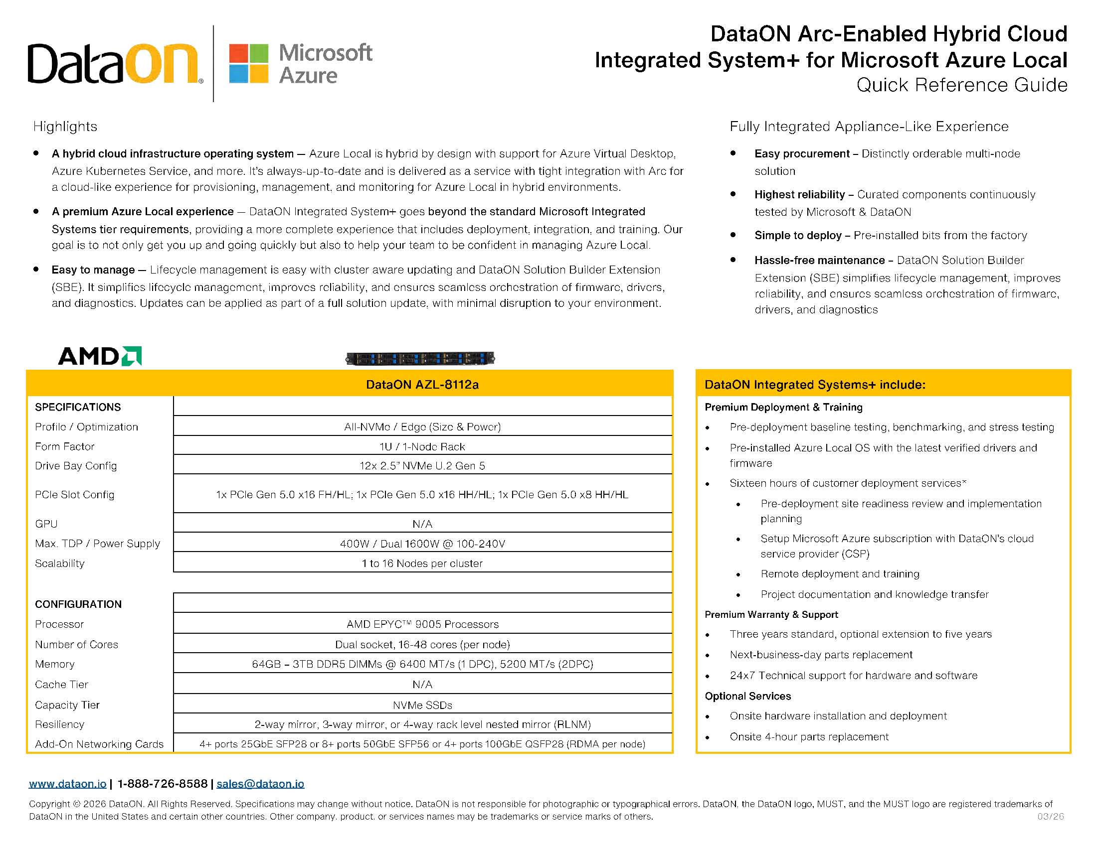 DataON AZS-8000a Series Integrated Systems+ Quick Reference Guide ...